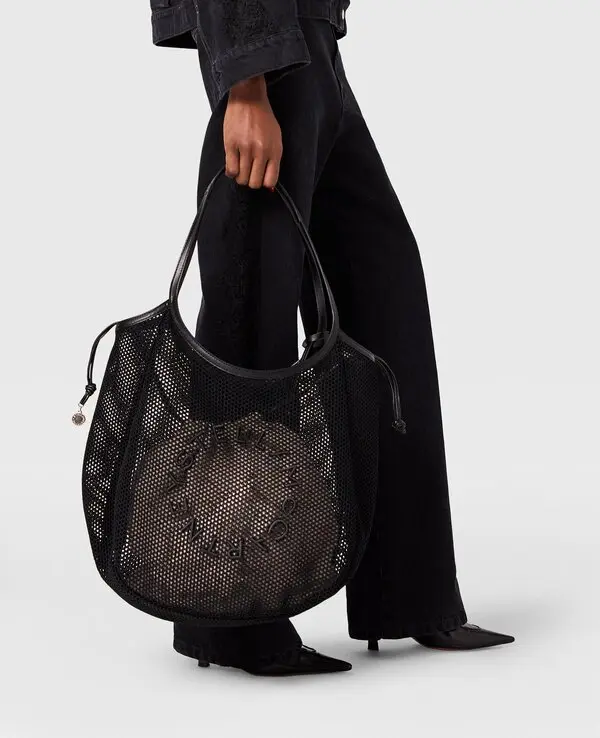 Stella McCartney Logo Mesh Hobo Bag - Black