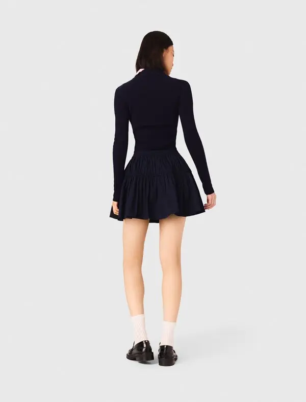 Maje Mini Skirt With Elasticated Waist And Button Detail - Navy