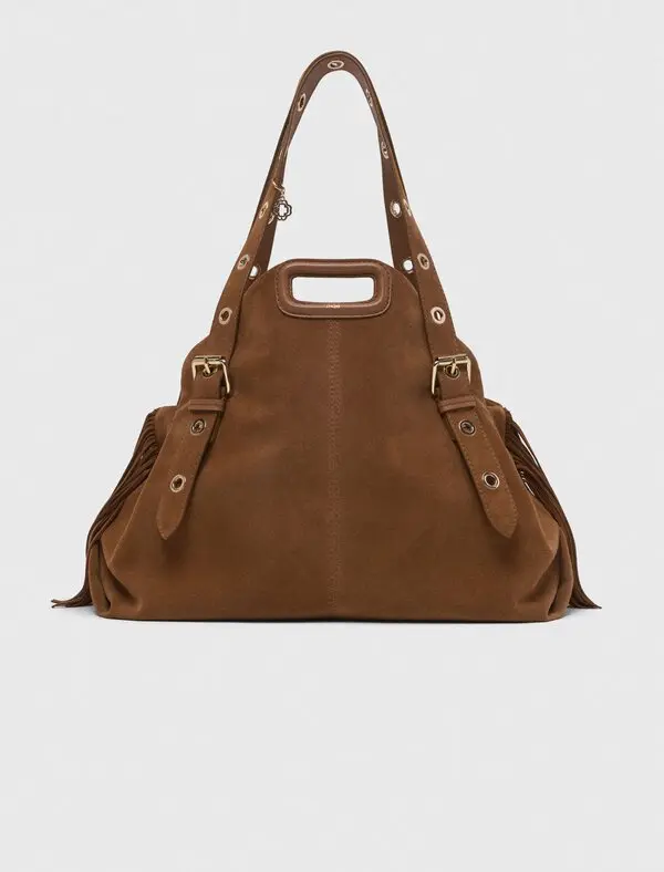 Maje Leather Suede Xl Miss M Bag - Camel