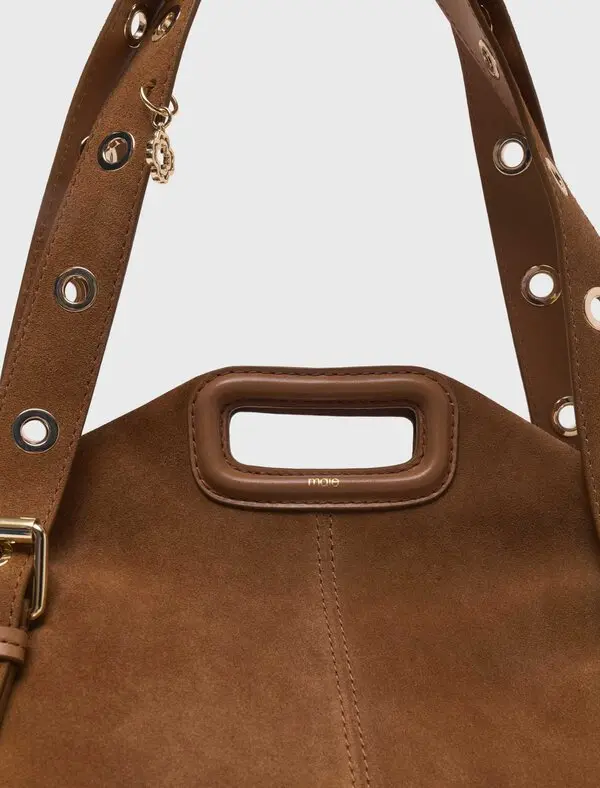 Maje Leather Suede Xl Miss M Bag - Camel