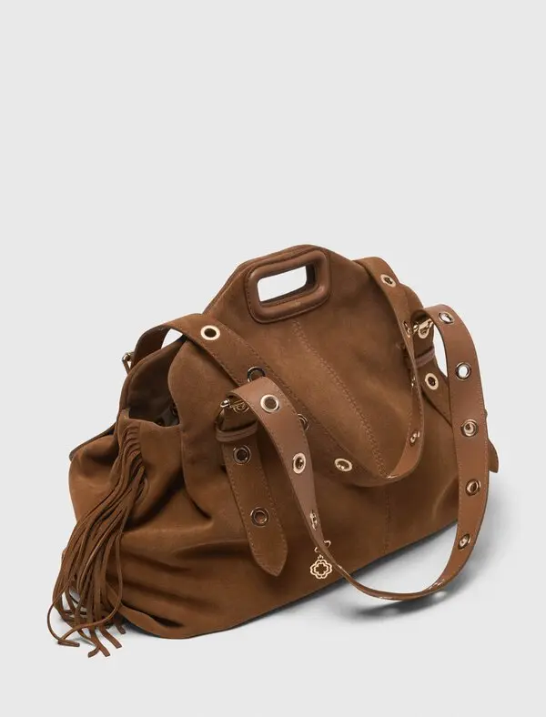 Maje Leather Suede Xl Miss M Bag - Camel