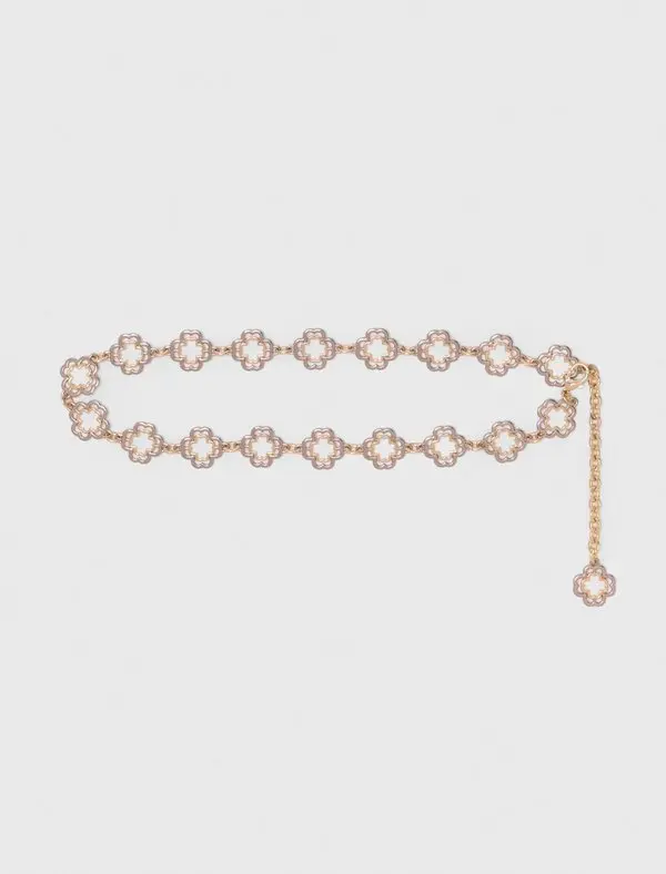 Maje Brass Clover Chain Belt - Silver/gold