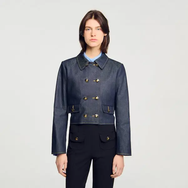 Sandro Denim Tailored Jacket - Deep Blue