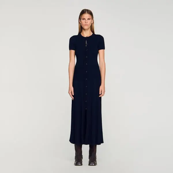 Sandro Knit Maxi Dress - Navy Blue
