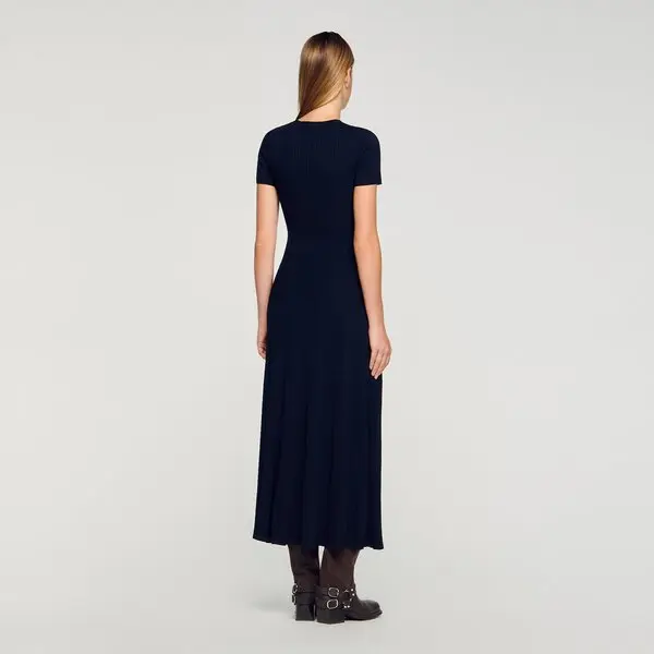 Sandro Knit Maxi Dress - Navy Blue