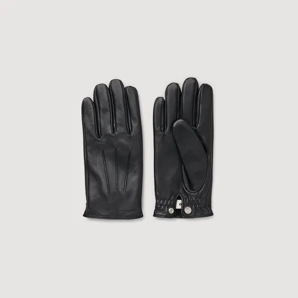 Sandro Smooth Lambskin Gloves - Black