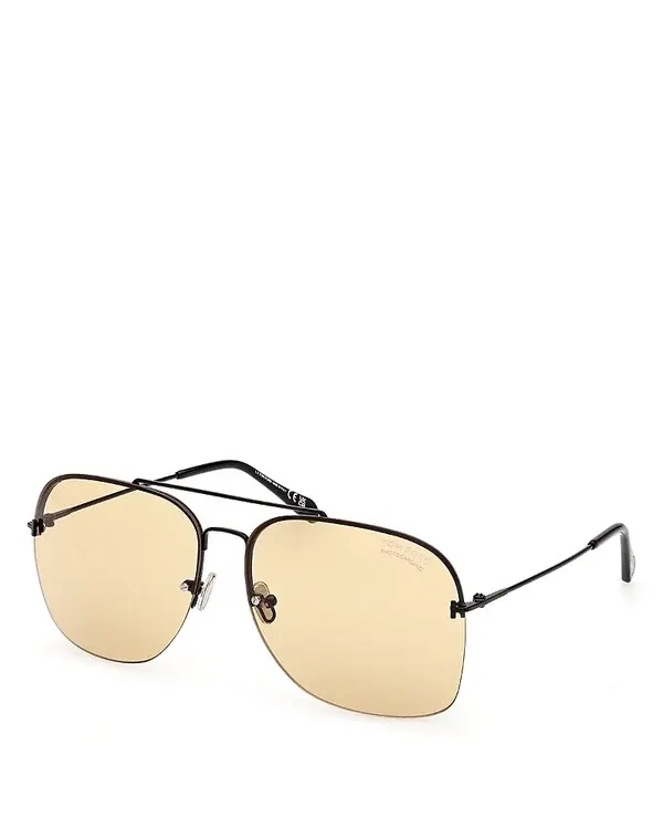 TOM FORD Pilot Sunglasses, 64mm - Black/brown