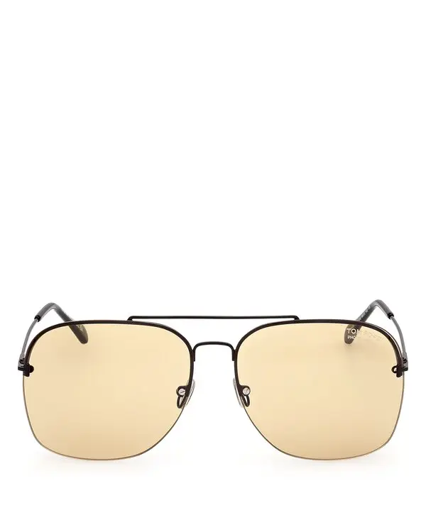 TOM FORD Pilot Sunglasses, 64mm - Black/brown