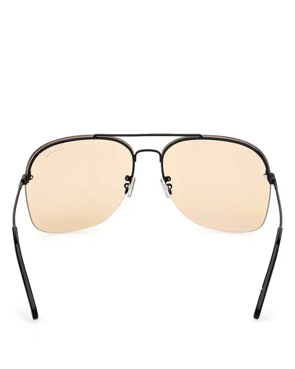 TOM FORD Pilot Sunglasses, 64mm - Black/brown