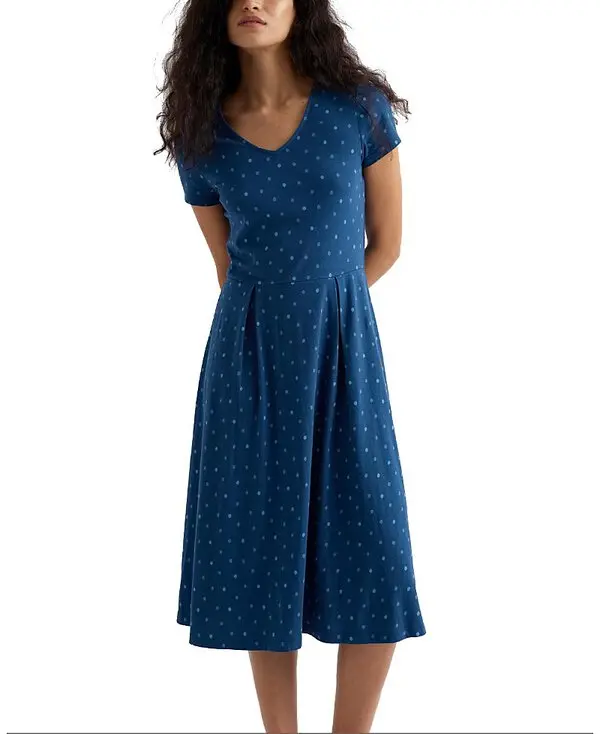 SEASALT CORNWALL Pier View Dress - Little Sponge Spot Dark Voyage
