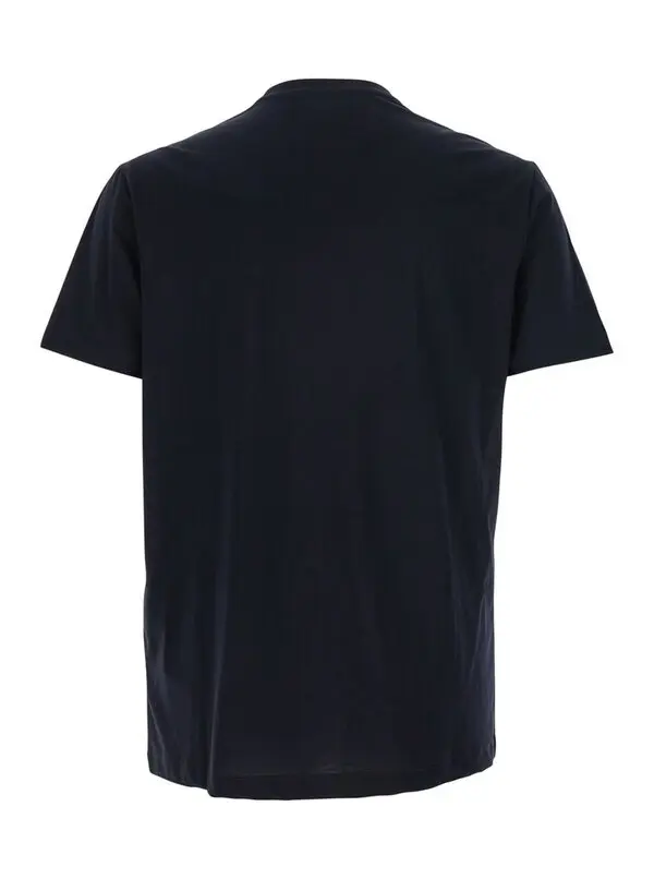 Emporio Armani Crewneck T-shirt With Logo Embroidery On The Front In Cotton - Blue