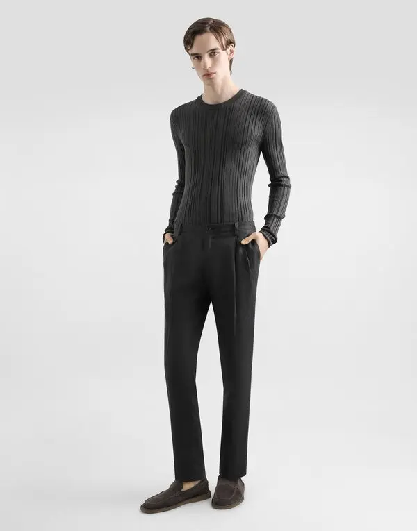 Dolce & Gabbana Washed Linen Canvas Trousers - Grey