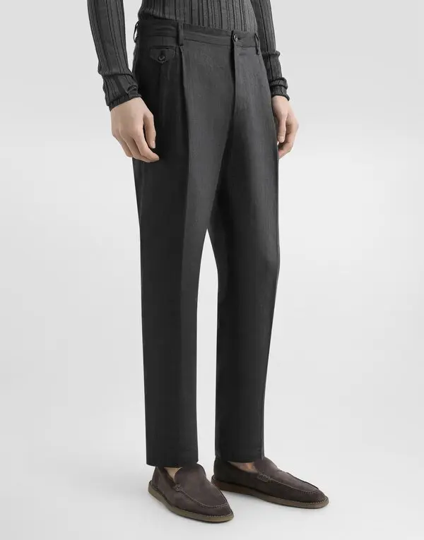 Dolce & Gabbana Washed Linen Canvas Trousers - Grey
