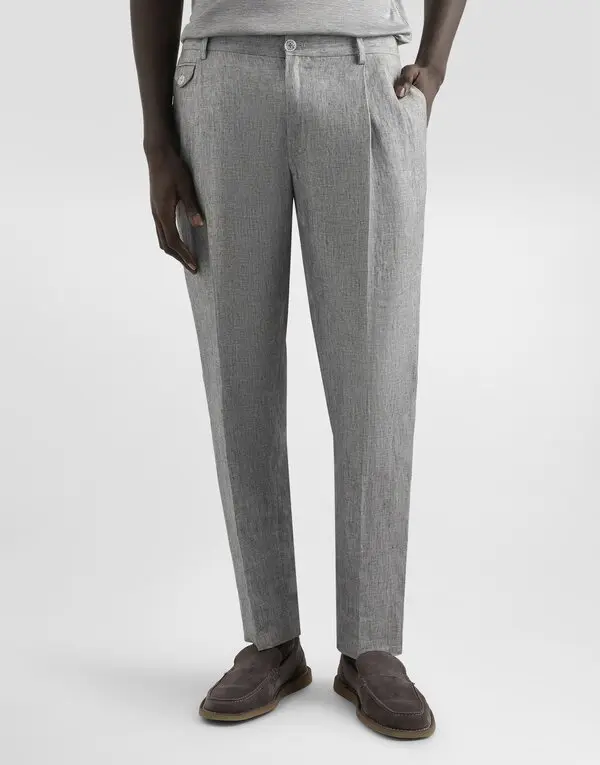 Dolce & Gabbana Washed Linen Canvas Trousers - Grey