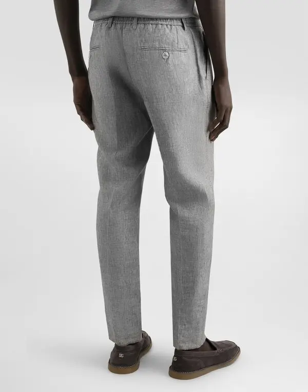 Dolce & Gabbana Washed Linen Canvas Trousers - Grey