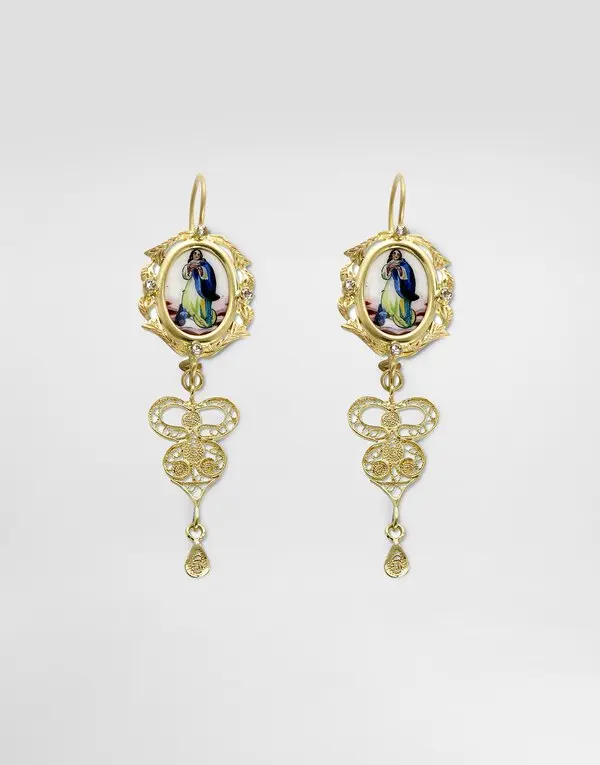 Dolce & Gabbana Sicily Earrings In Yellow With Sapphires - Gold