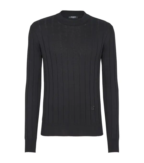 Balmain Silk-cotton Pullover Sweater - Black
