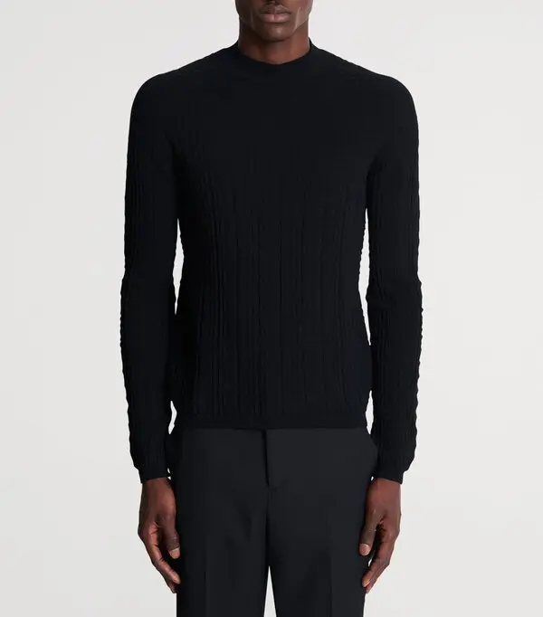 Balmain Silk-cotton Pullover Sweater - Black