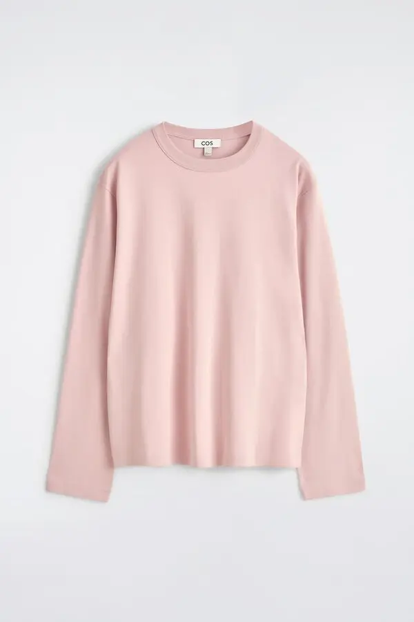 Cos Relaxed Jersey Interlock Long-sleeved T-shirt - Pink
