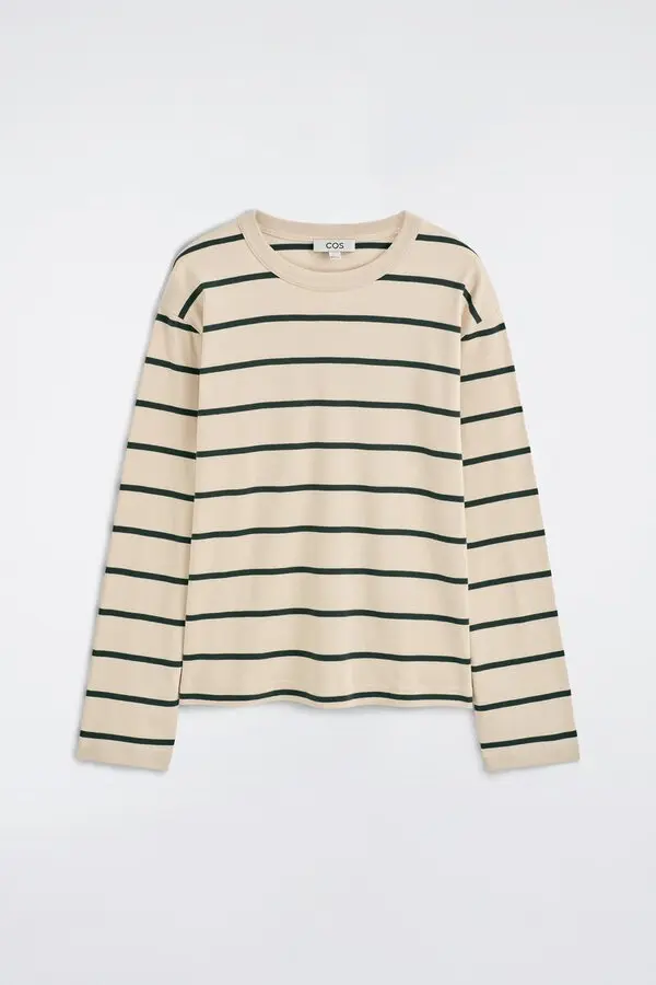 Cos Relaxed Jersey Interlock Long-sleeved T-shirt - White