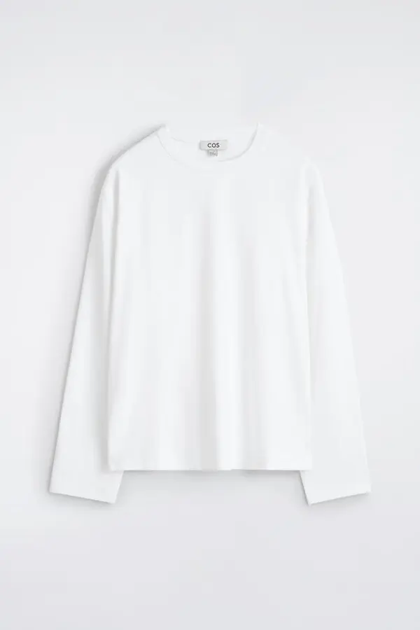 Cos Relaxed Jersey Interlock Long-sleeved T-shirt - White