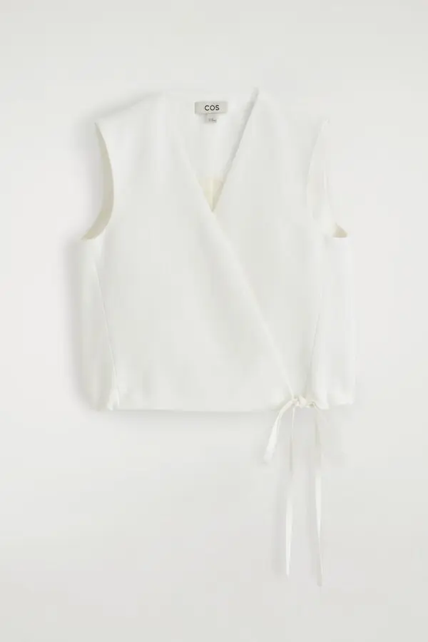 Cos Tie-detail Linen-blend Wrap Vest - White