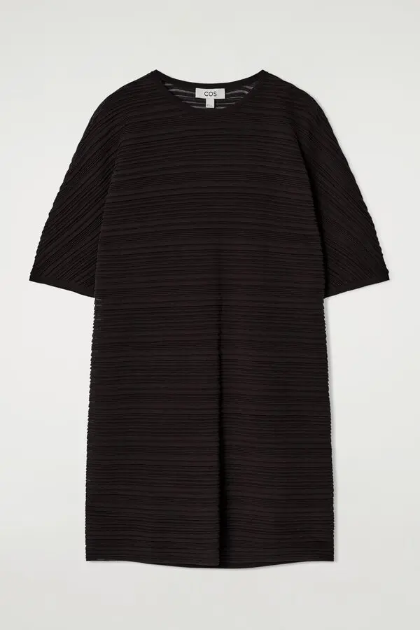 Cos Pleated Knit Mini Dress
