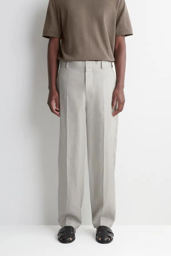 Cos Relaxed Tapered Linen Pants - Green
