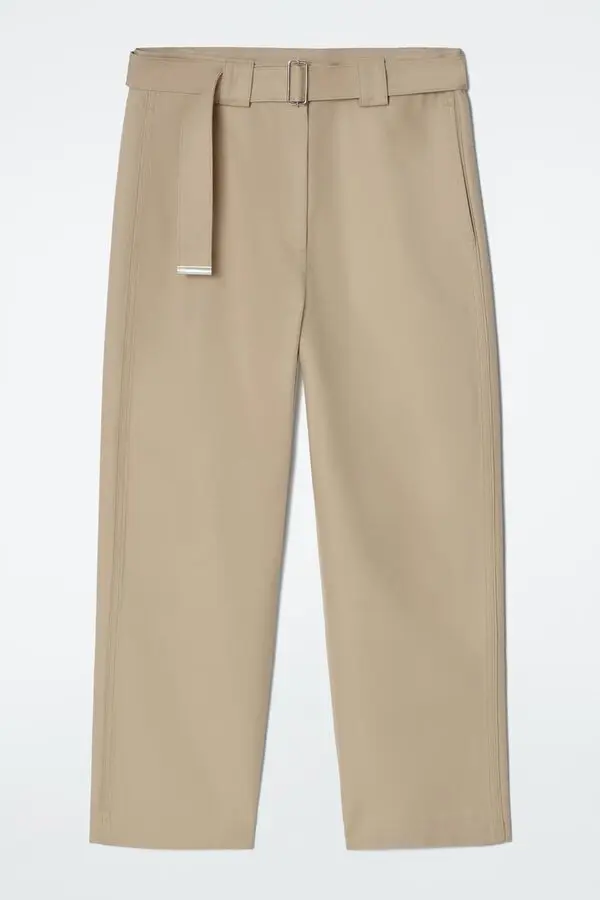 Cos Belted Slim-leg Pants - Light Beige