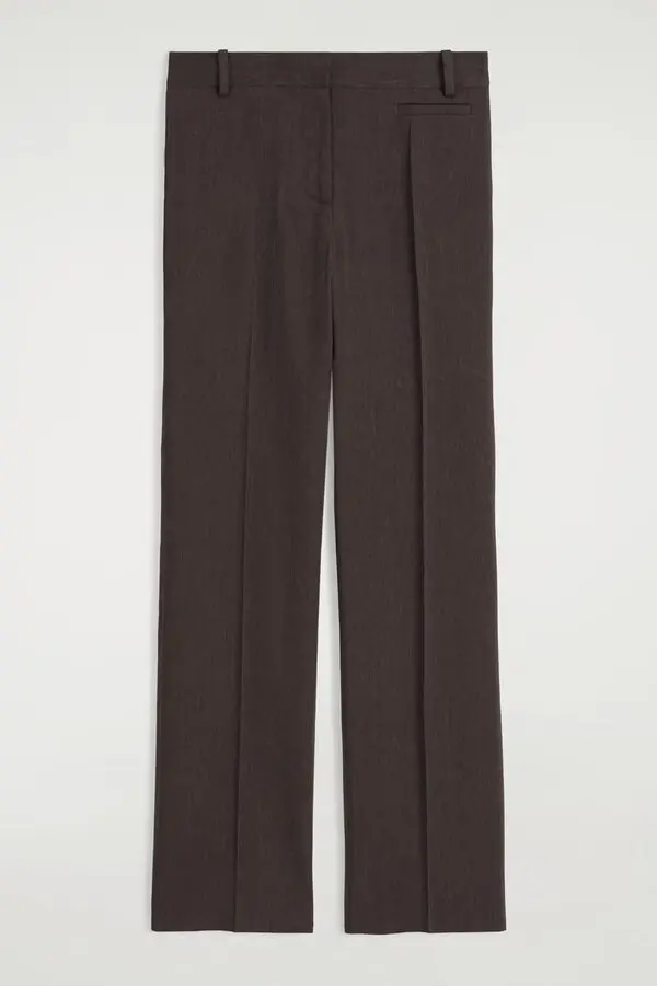 Cos Tailored Linen Straight-leg Trousers - Brown