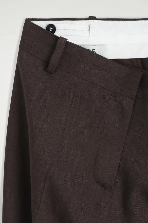 Cos Tailored Linen Straight-leg Trousers - Brown