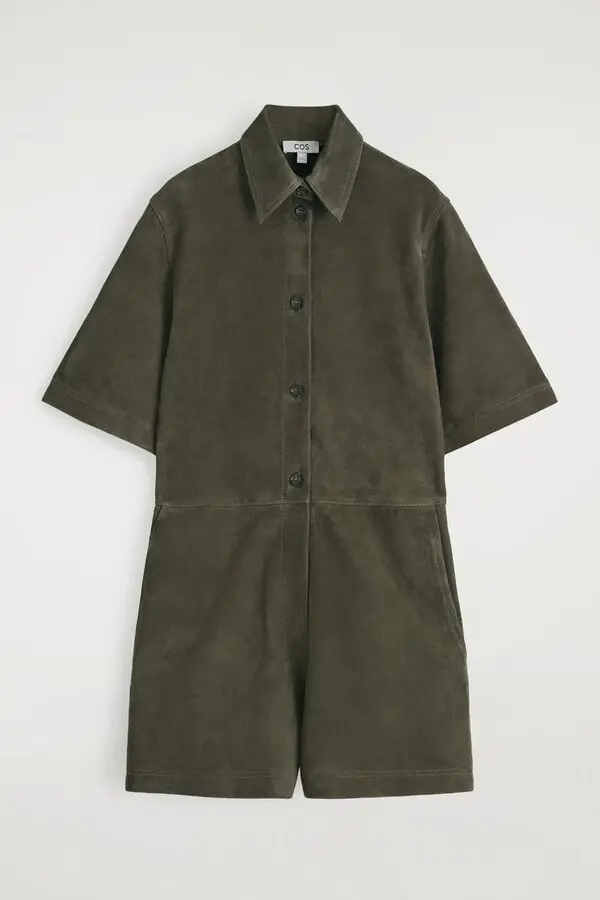 Cos Suede Romper - Green