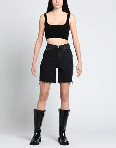A PAPER KID Knitted Crop Top - Black