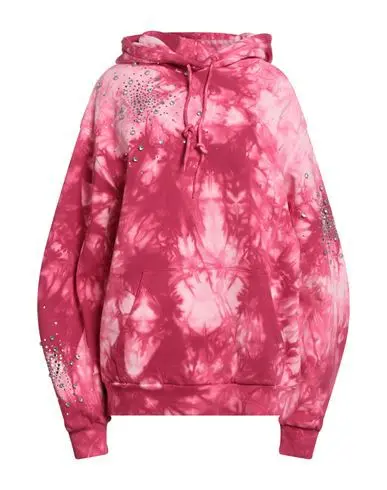 DES_PHEMMES Tie-dye Crystal Embellished Cotton Hoodie - Pink