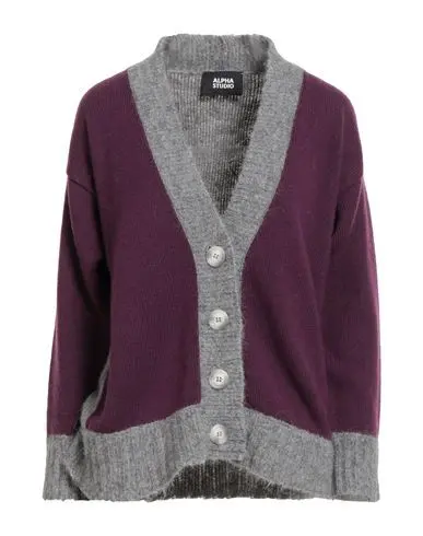 Alpha Studio Cardigan In Synthetic Fibers, Alpaca Wool, Wool, And Cashmere - Purple