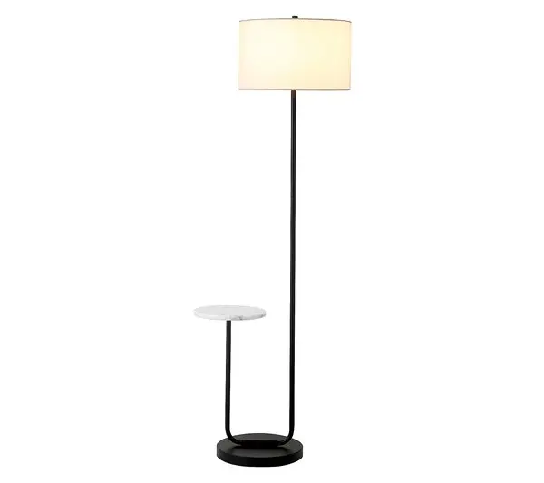 HUDSON&CANAL Jacinta Floor Lamp With Marble Tra Y Table