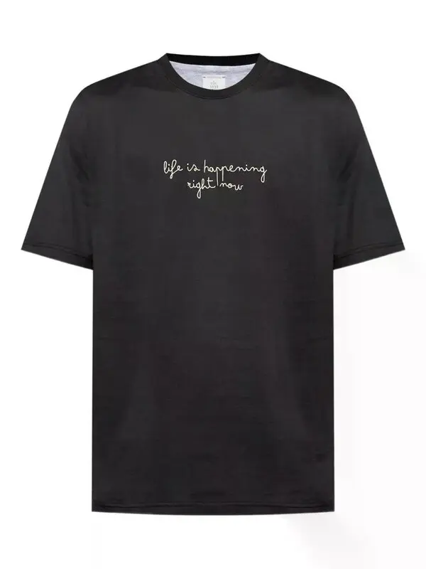 Eleventy Slogan-embroidery T-shirt