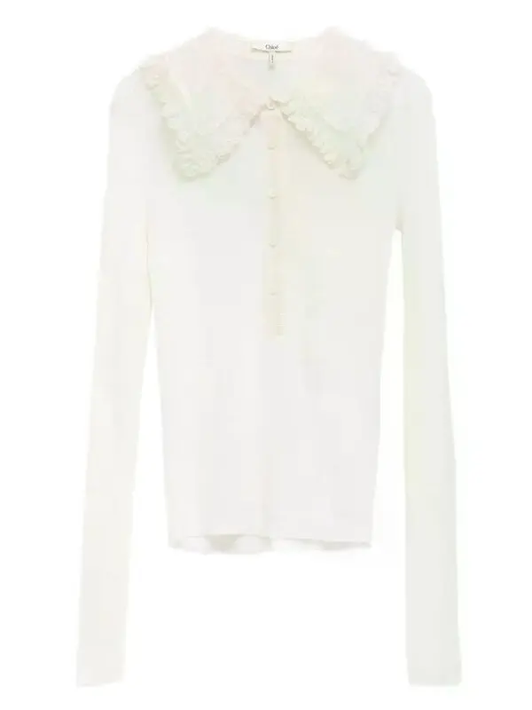 Chloé Lace-collar Long-sleeve Shirt - White