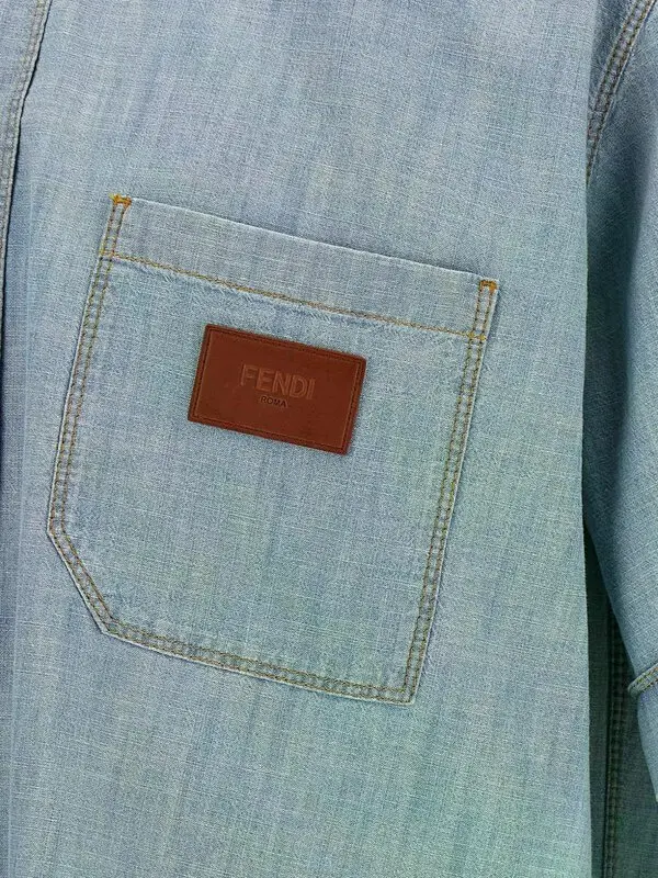 Fendi Chambray Short-sleeve Shirt