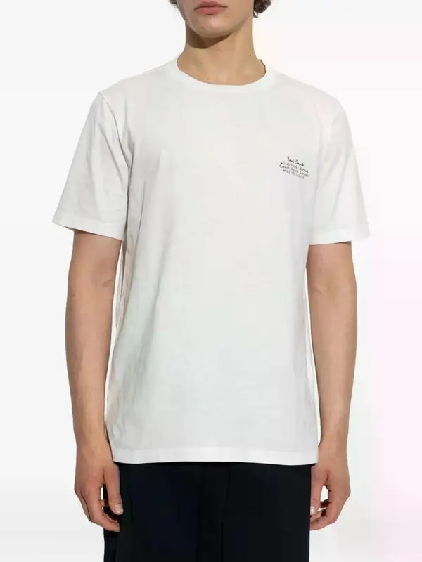 Paul Smith Text-embroidered Crew-neck T-shirt - White