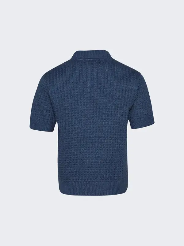 THE ELDER STATESMAN Nora Lite Check Polo - Blue