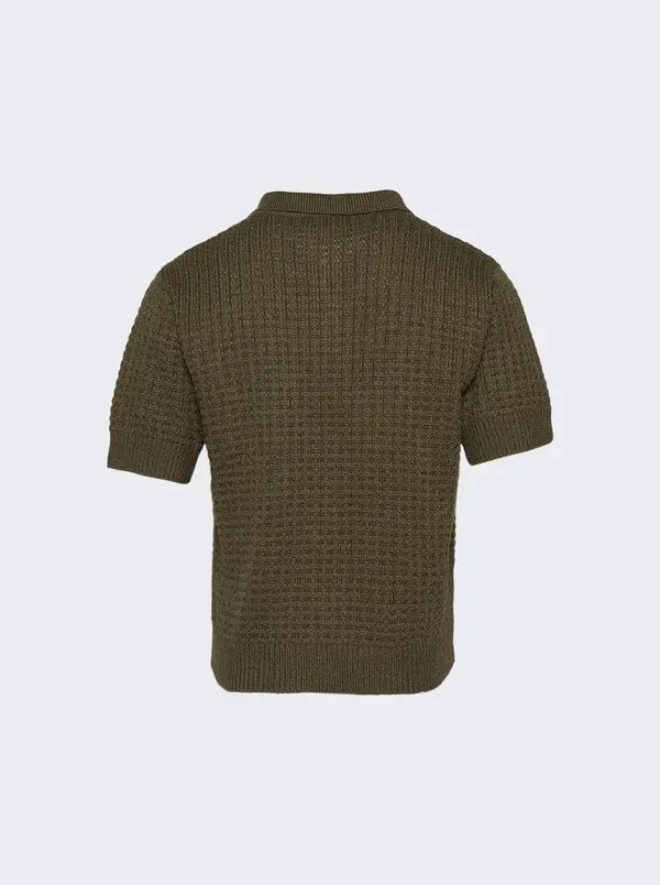 THE ELDER STATESMAN Nora Lite Check Polo - Kelp