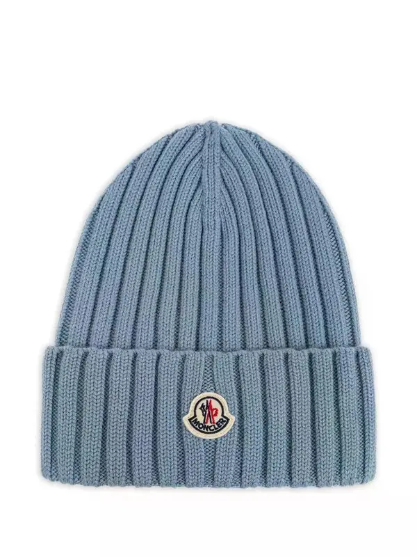 Moncler Ribbed-knit Beanie - Blue