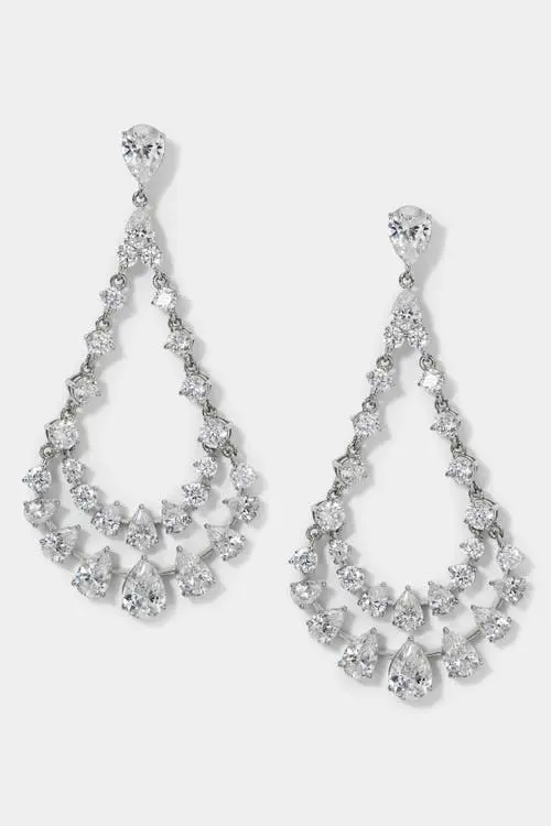 Nadri Willow Cz Drama Drop Earrings - Rhodium