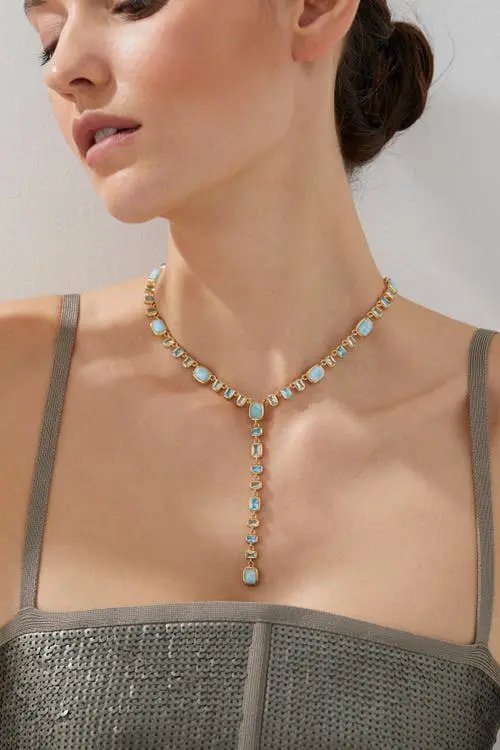 Nadri Cabarete Multi Stone Adjustable Y Necklace