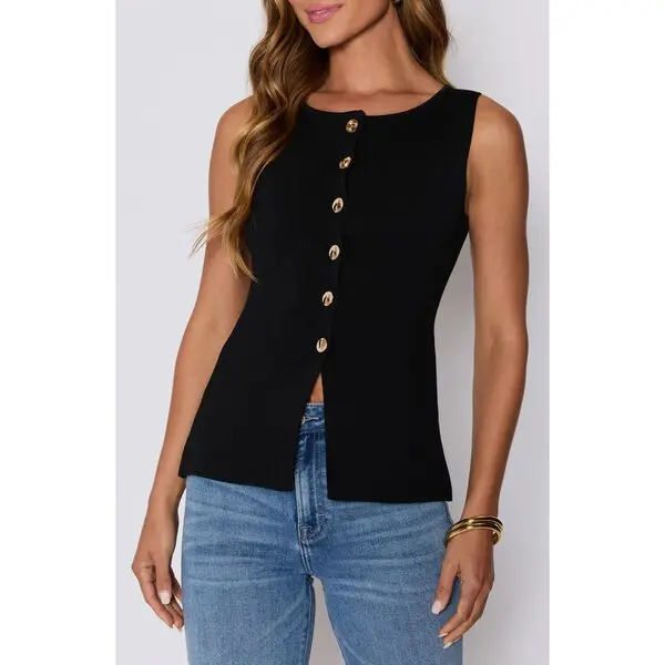 VICI Button-up Sleeveless Vest - Black