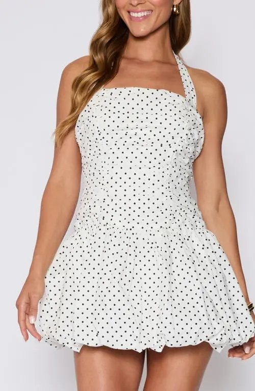 VICI Polka Dot Bubble Hem Halter Mini Dress