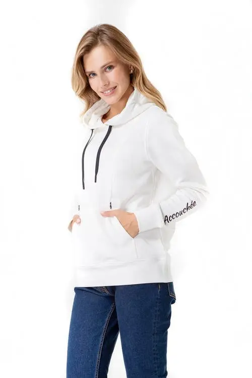 ACCOUCHEE Iconic Maternity/nursing Hoodie - Egg Shell