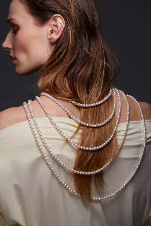 Nadri Ingrid Multi Pearl Strand Double Brooch Necklace