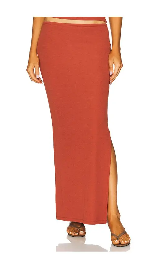 Lna Ribbed Maxi Skirt With Side Slits